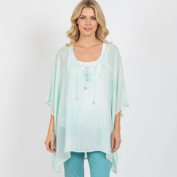 Surf Gypsy | Swim | Surf Gypsy Aqua Blue White Short Sleeve Crochet ...